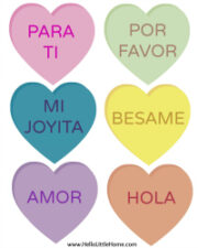 Printable Spanish Conversation Hearts | Hello Little Home