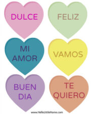 Printable Spanish Conversation Hearts | Hello Little Home