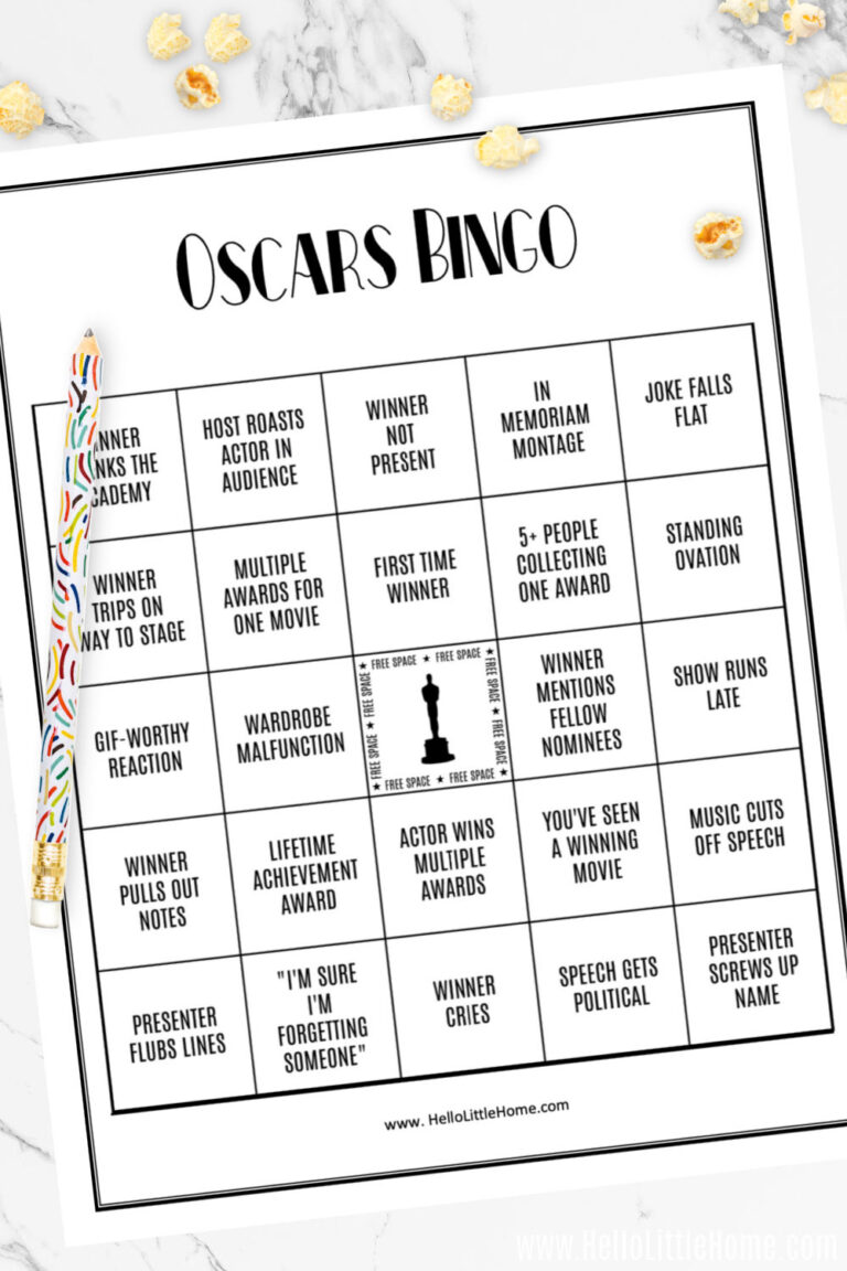 Oscars Bingo Cards (Free Printable) | Hello Little Home