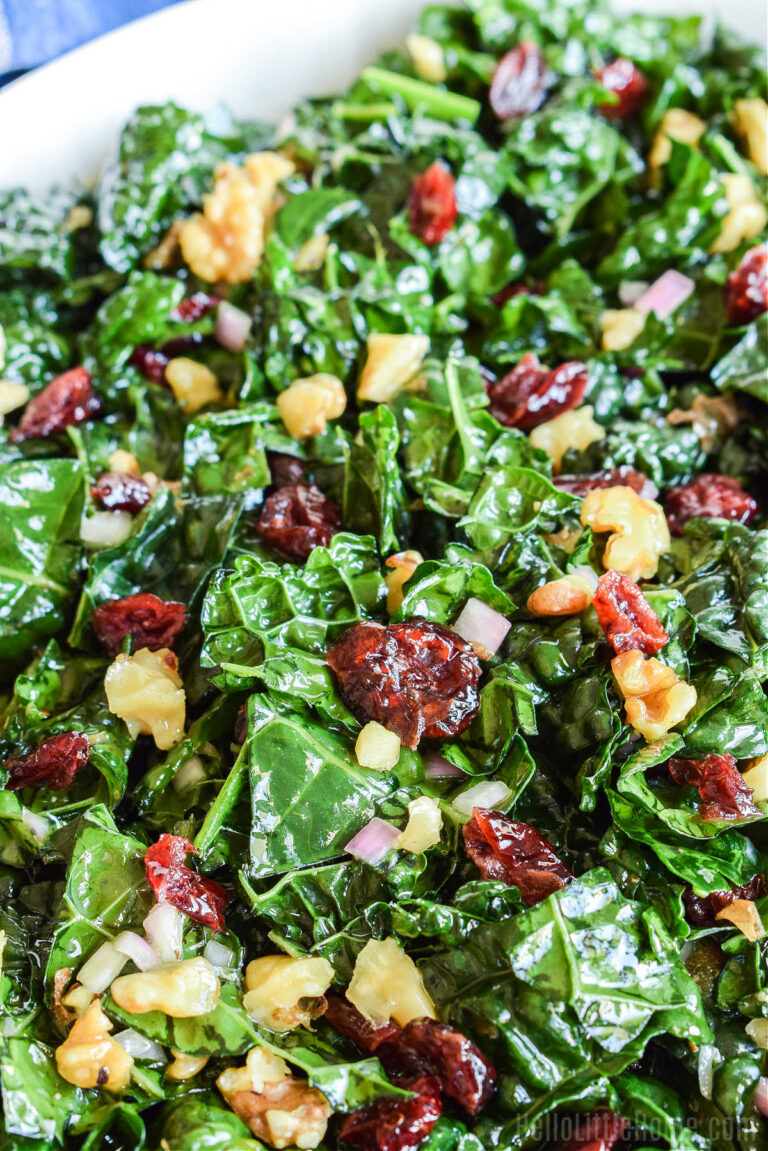 Kale Salad with Cranberries (Easy Recipe) | Hello Little Home