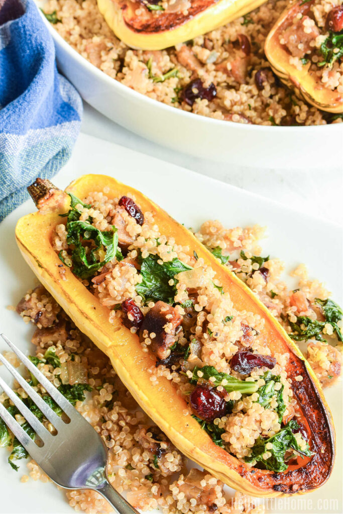 Stuffed Delicata Squash (Easy Recipe) | Hello Little Home