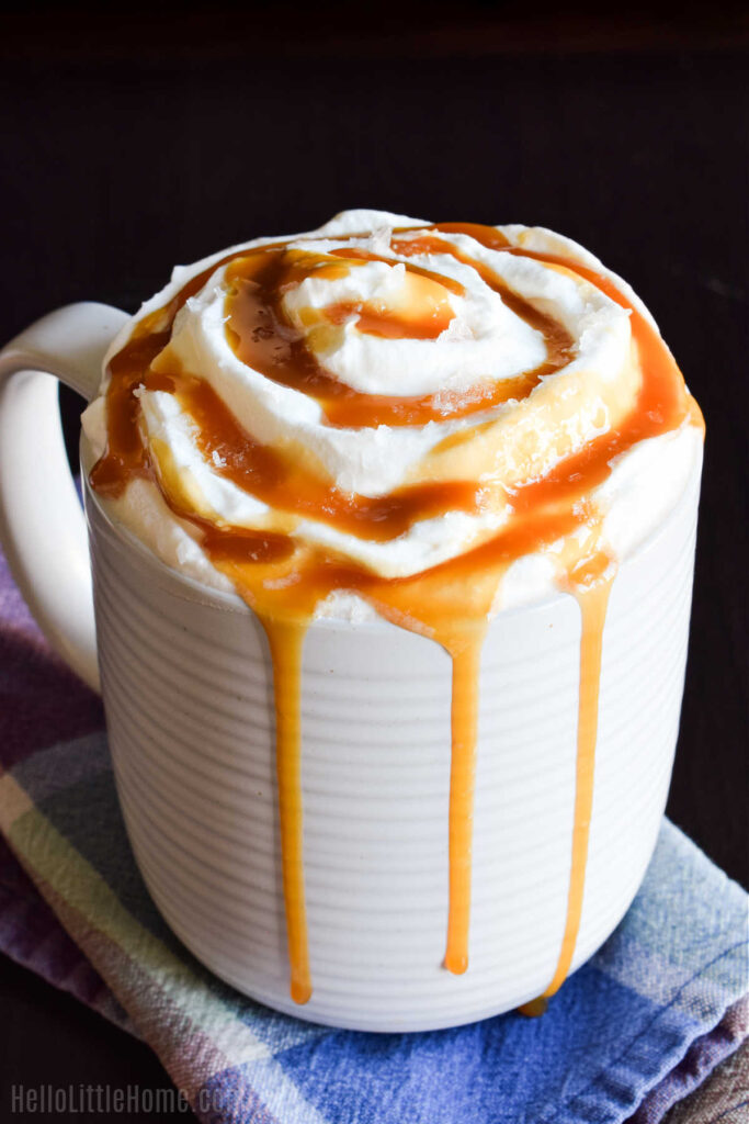 Salted Caramel Hot Chocolate (Easy Recipe) | Hello Little Home