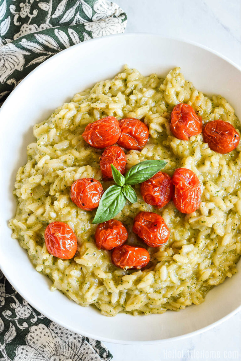 Pesto Risotto (Easy Risotto Genovese Recipe) | Hello Little Home