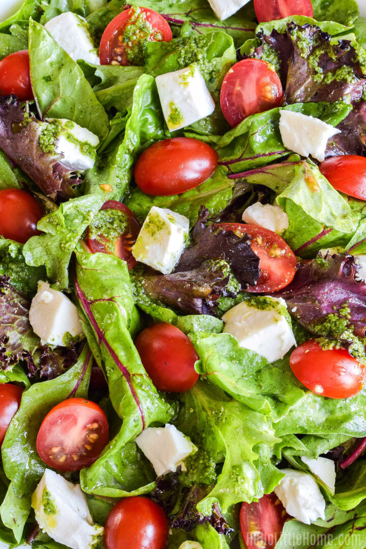 Caprese Salad with Pesto Dressing | Hello Little Home